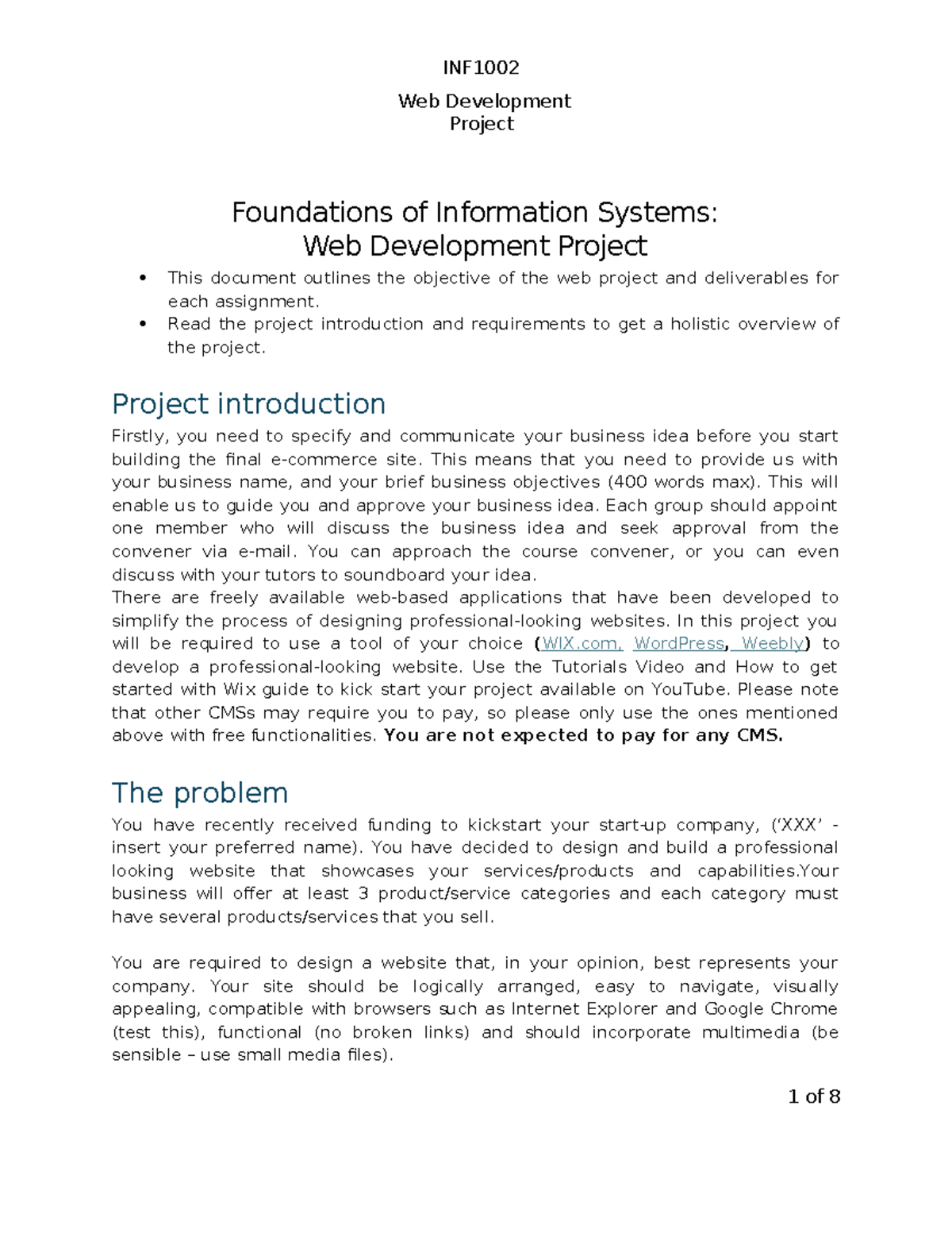 INF1002S Web Development Project - Web Development Project Foundations of Information Systems ...