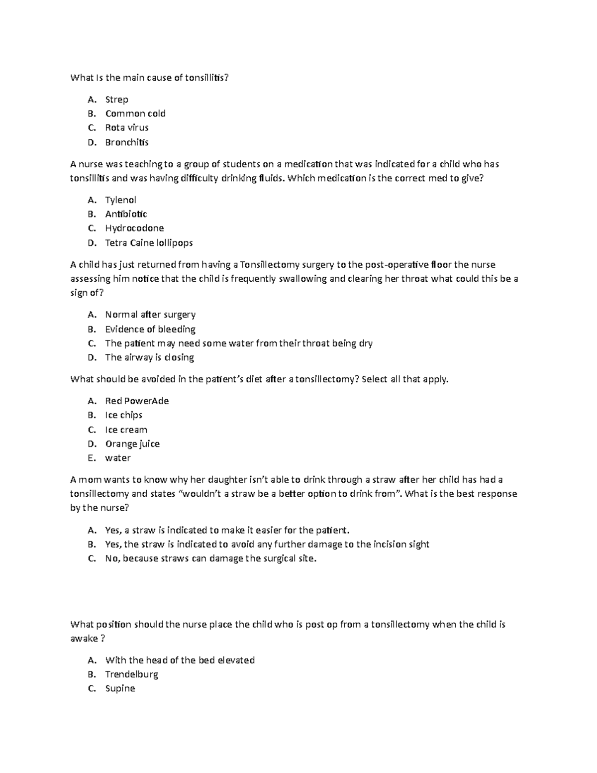 What Is the main cause of tonsilitits - NURS 301 - TAMU - Studocu