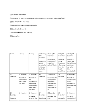 Assignment 3 - Using the timetable approach to assignment planning, you should firstly list all ...