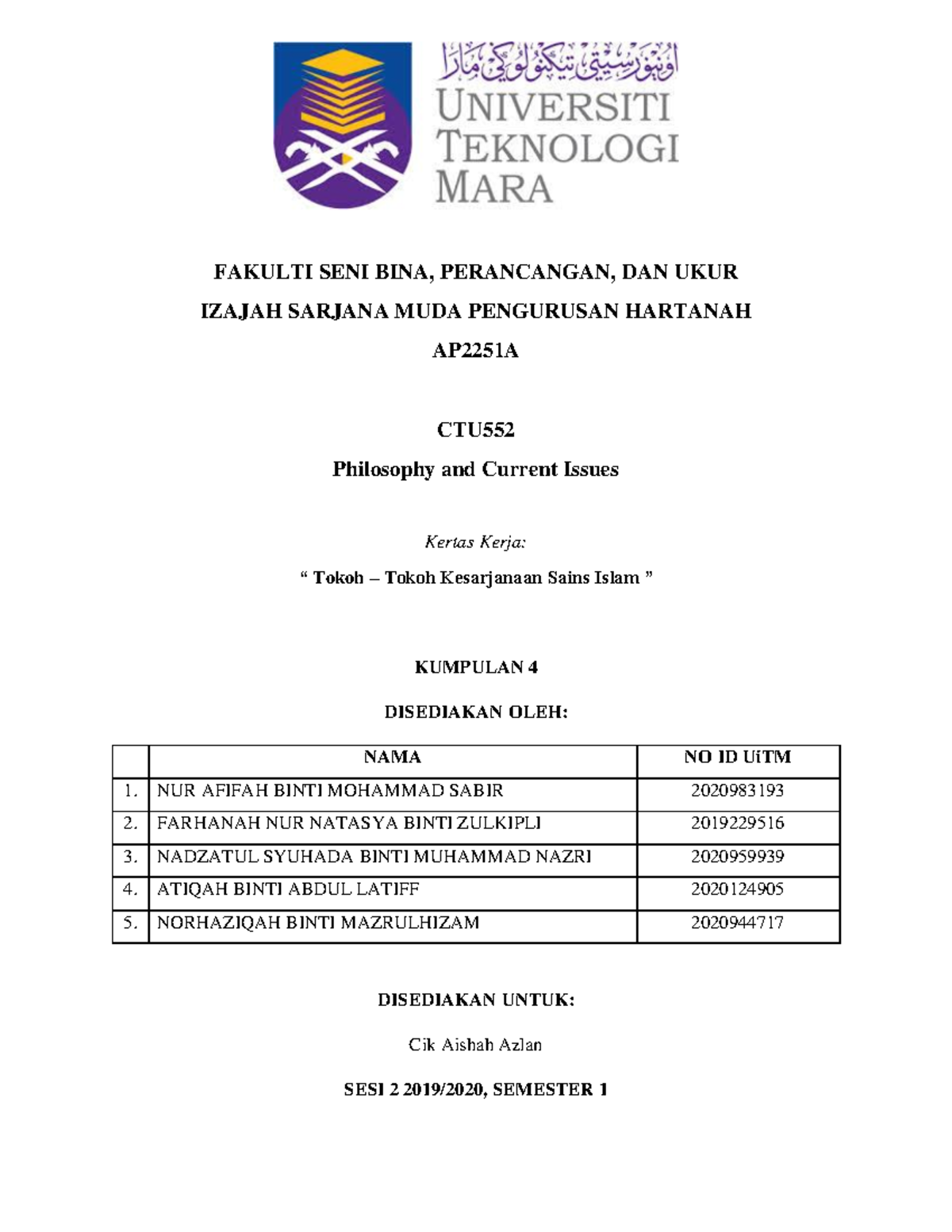 Contoh Kertas Kerja - EXAMPLE OF PAPERWORK FOR GROUP ASSIGNMENT ...