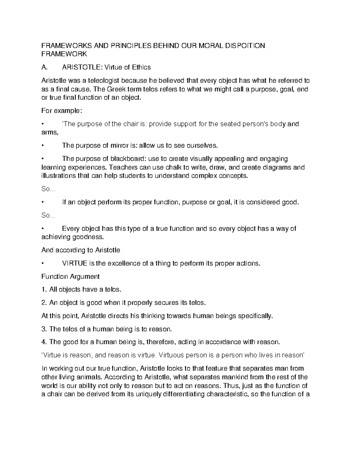 Frameworks AND Principles Behind OUR Moral Dispoition Framework ...