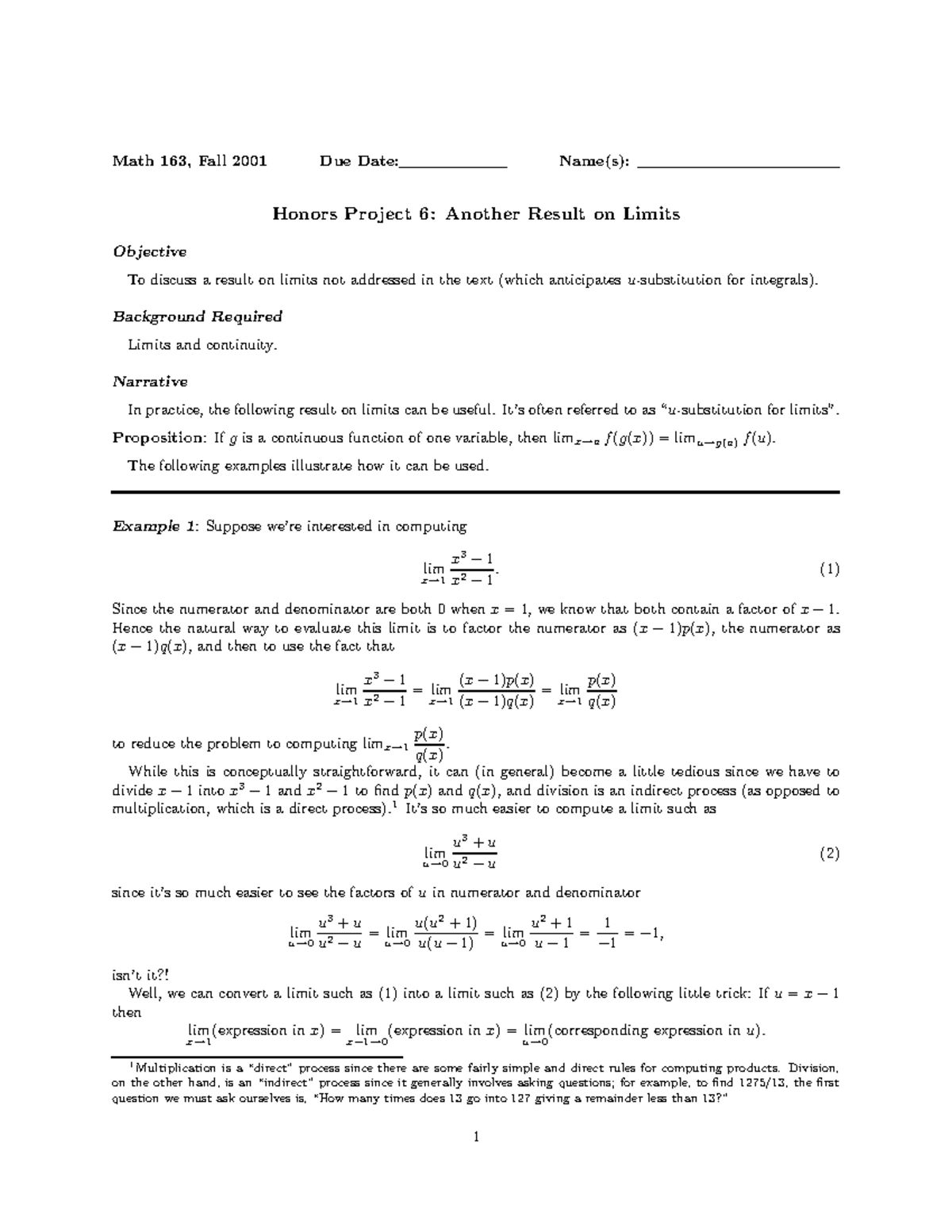 HP06 - Honor Projects for Math16500, IUPUI. For students enrolled in ...