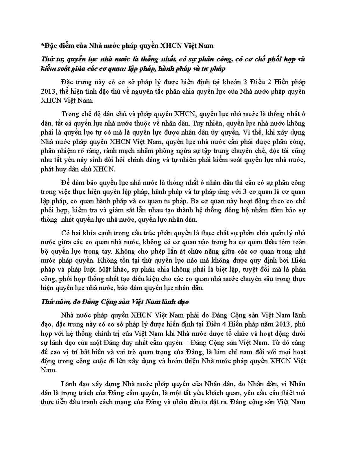 Đặc điểm của Nhà nước pháp quyền XHCN Việt Nam - *Đặc điểm của Nhà nước ...