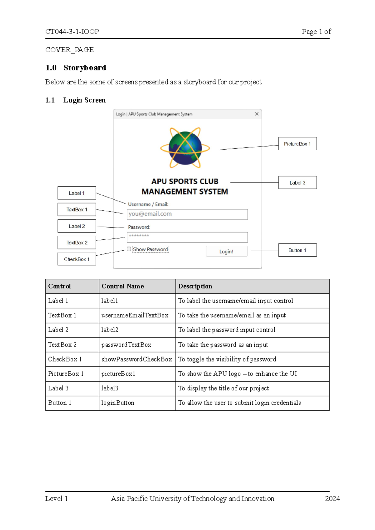 APU SPORTS MANAGEMENT SYSTEM REPORT - COVER_PAGE 1 Storyboard Below are ...