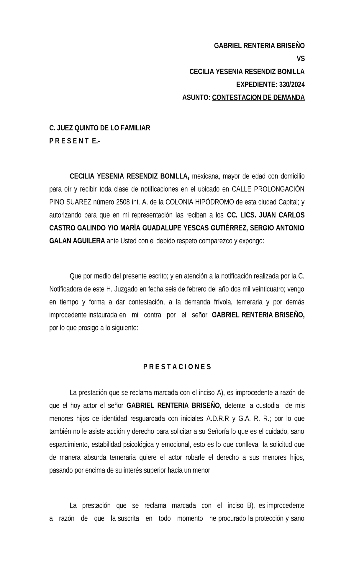 Gabriel Renteria Briseño - GABRIEL RENTERIA BRISEÑO VS CECILIA YESENIA ...