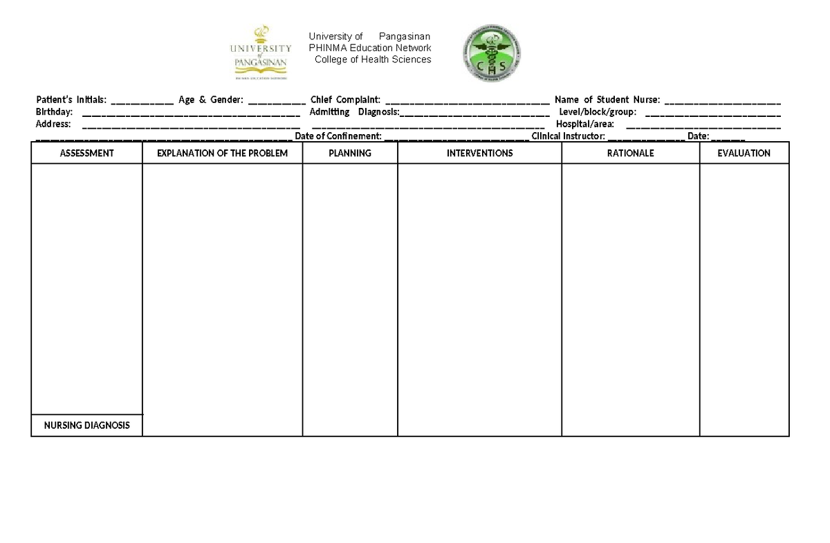 NCP Final FORM 1 - NCP - University of Pangasinan PHINMA Education ...