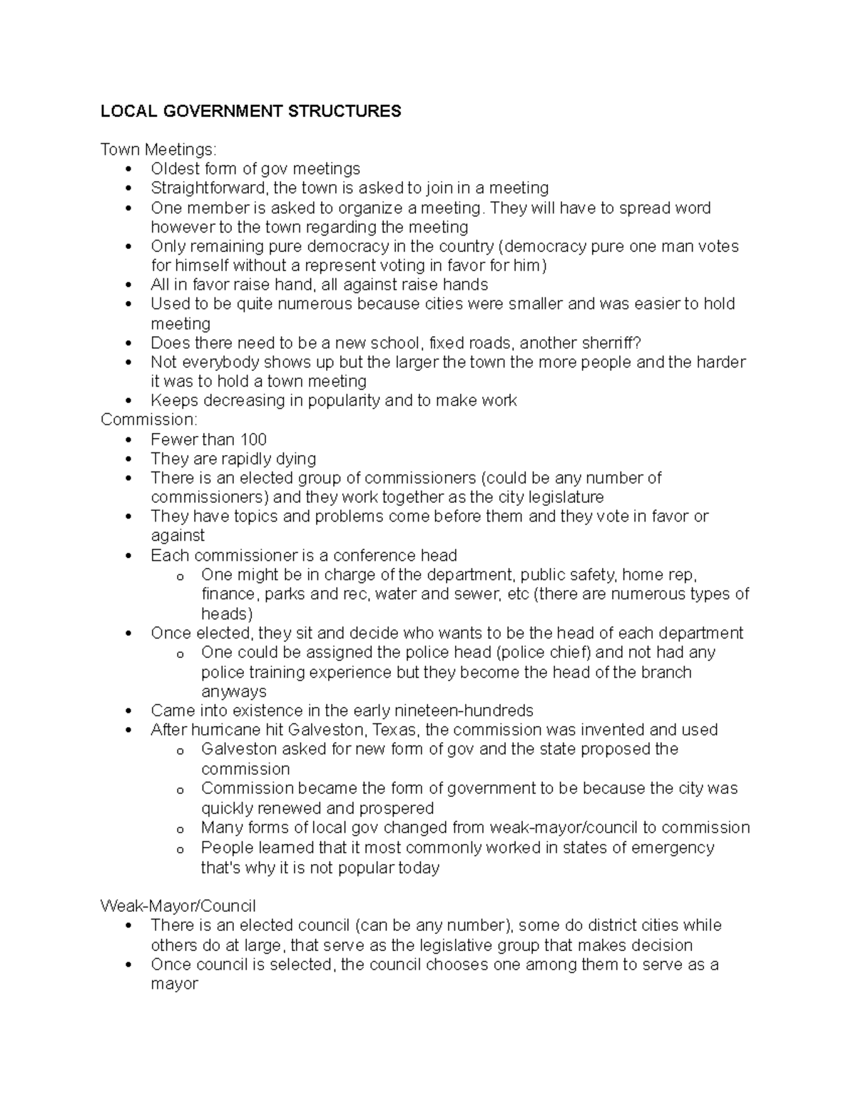 Local Government Structures hist - LOCAL GOVERNMENT STRUCTURES Town ...