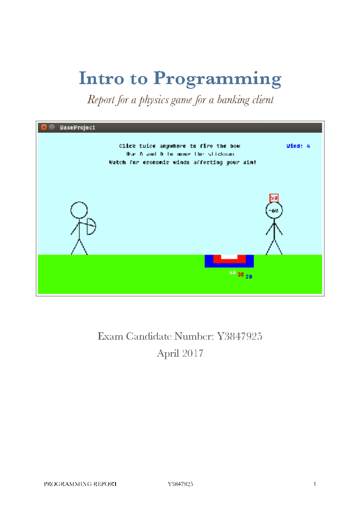 Programming Report - Intro to Programming Report for a physics game for ...