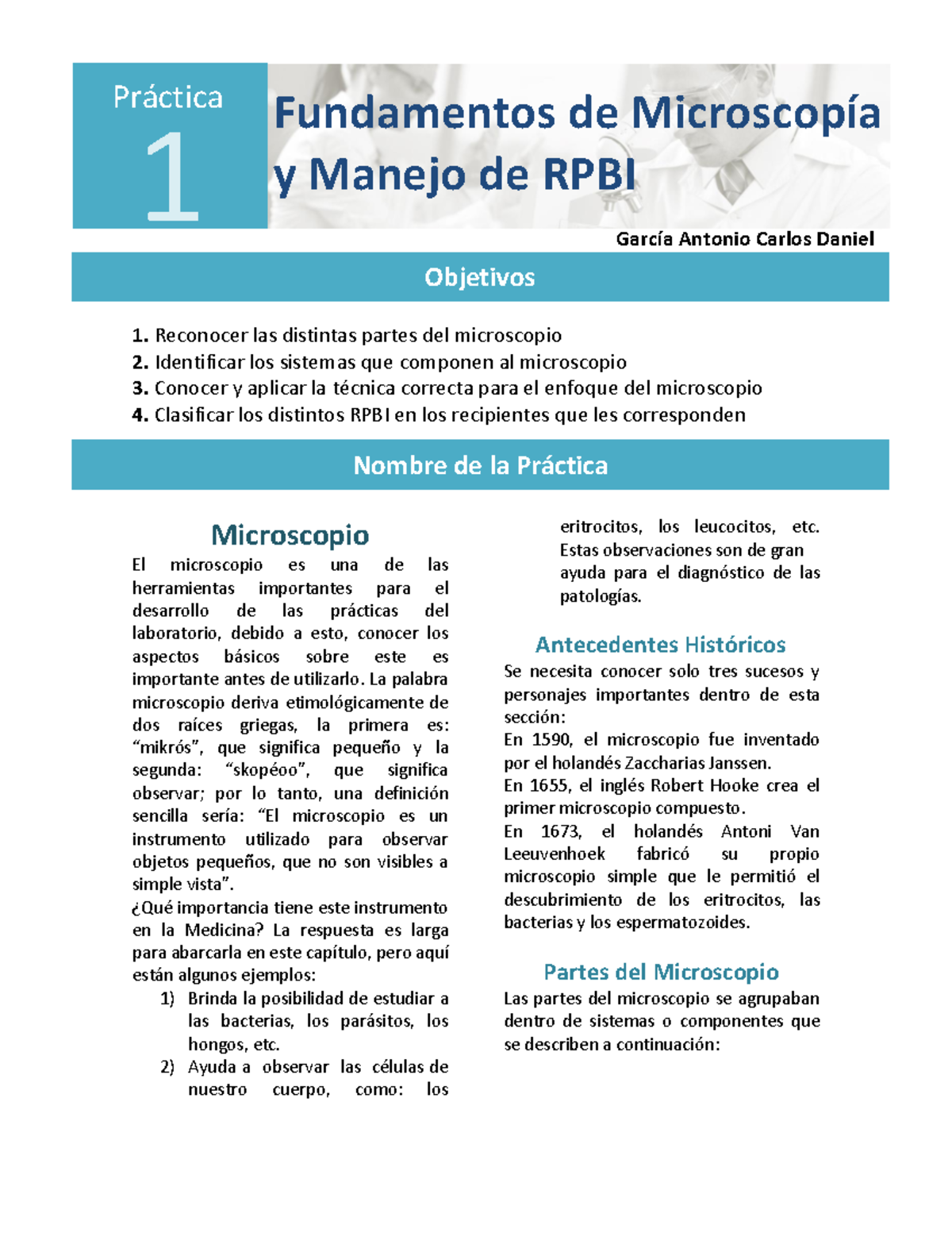 1. fundamentos de microscopía y manejo de rpbi.pdf · versión 1 - Libro de Pr·cticas de ...