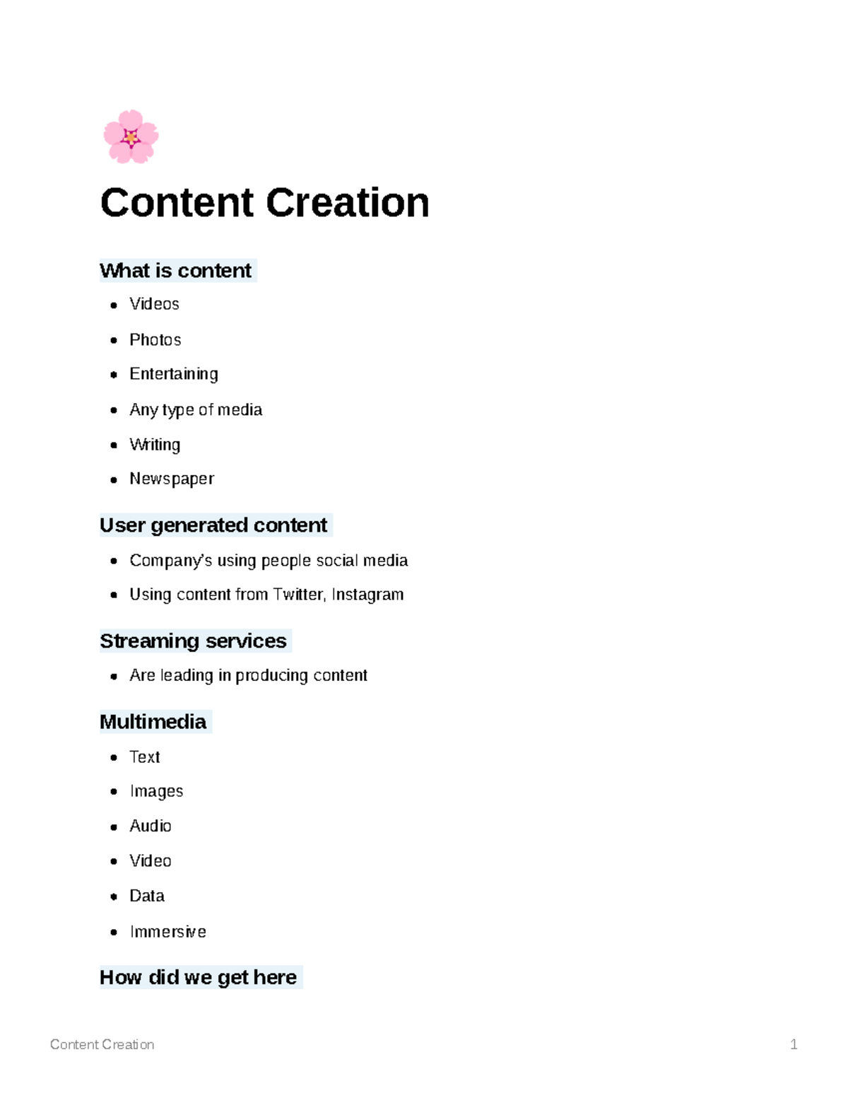 Content Creation - For Dale Blasingame - Content Creation 1 Content Creation What is content ...
