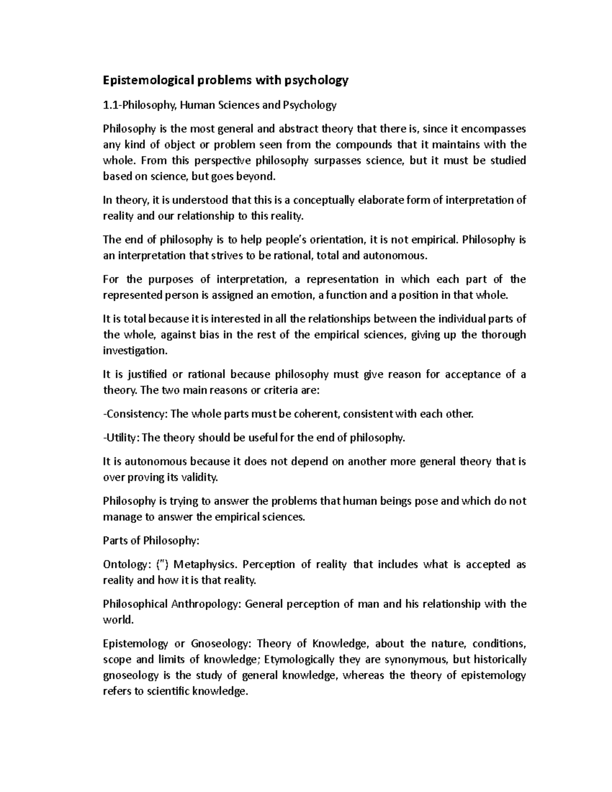 Epistemological problems with psychology - Epistemological problems ...