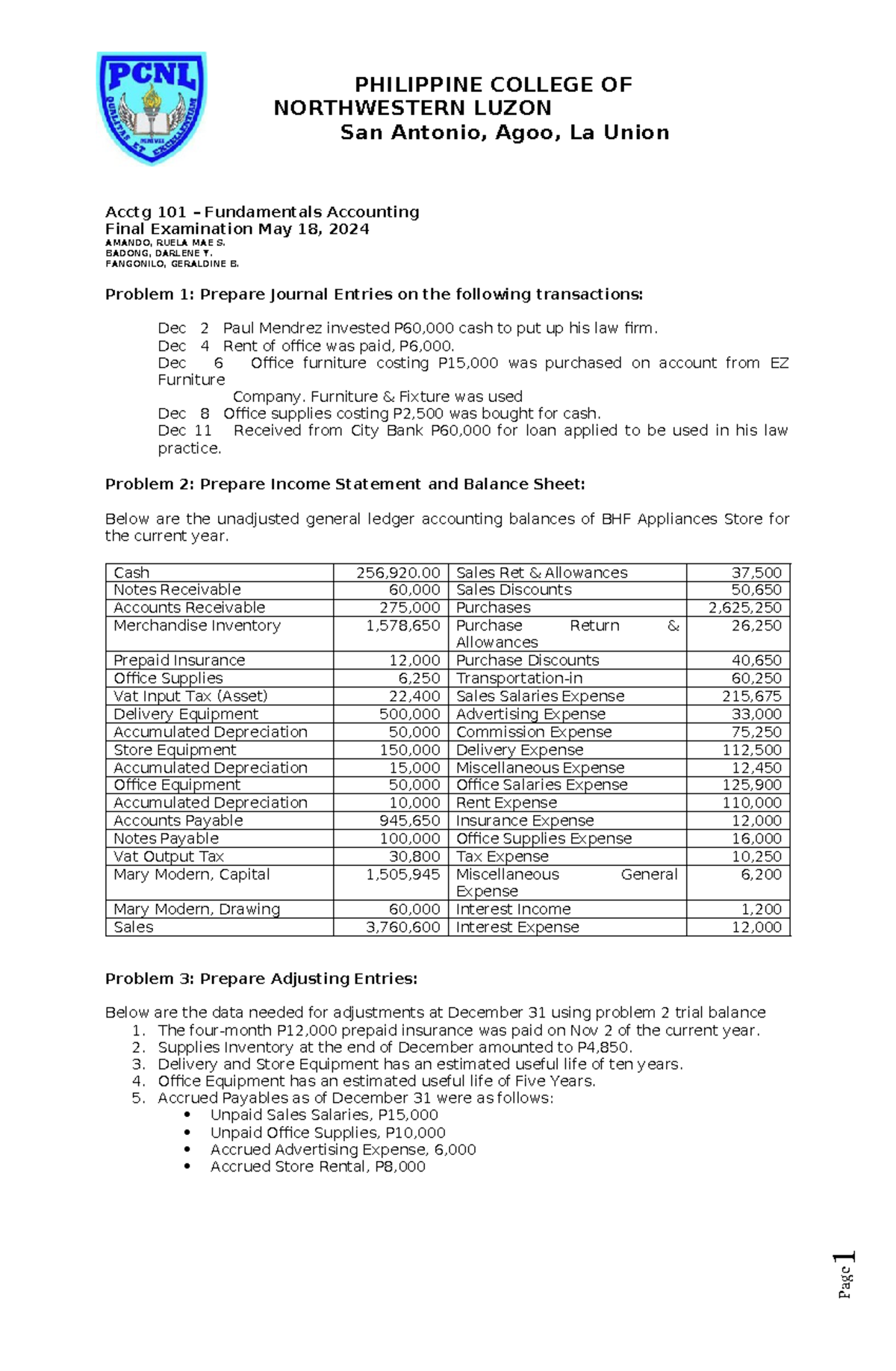 4 - notes - Page 1 PHILIPPINE COLLEGE OF NORTHWESTERN LUZON San Antonio ...