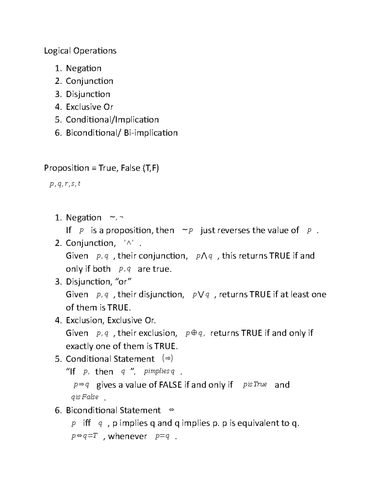 Logical-Operations on Mathematics in the Modern World - PangSU - Studocu