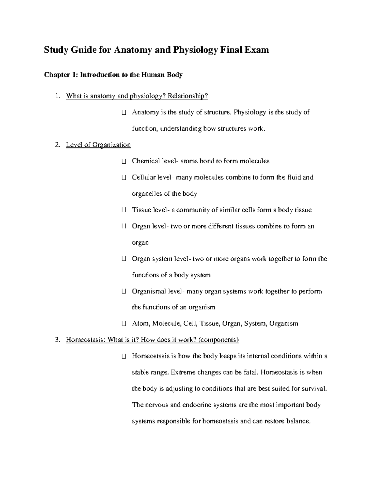 Anaatomy Final -1-2 - Study Guide for Anatomy and Physiology Final Exam ...