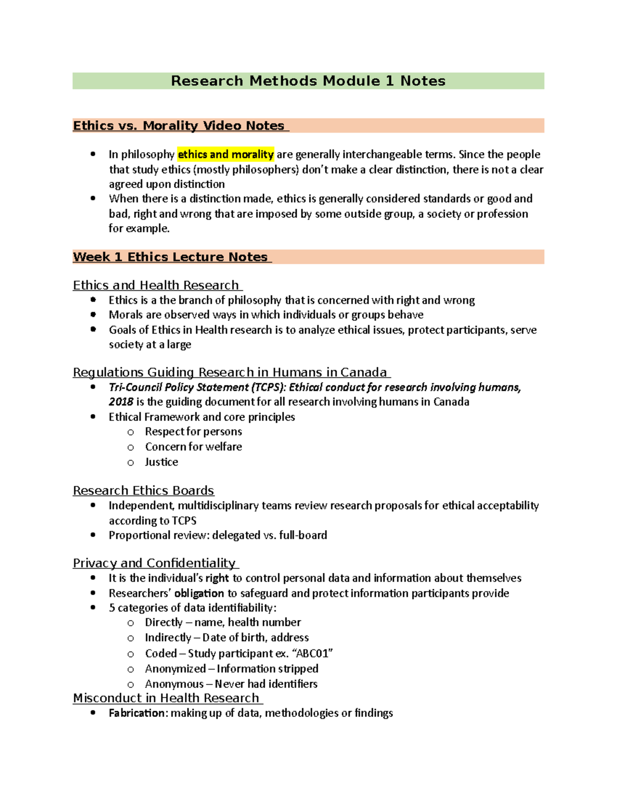 Research Methods Module 1 Notes - Research Methods Module 1 Notes ...