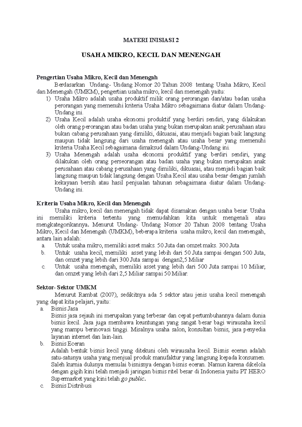 Inisiasi.2.1 Usaha Mikro Kecil dan Menengah - MATERI INISIASI 2 USAHA ...