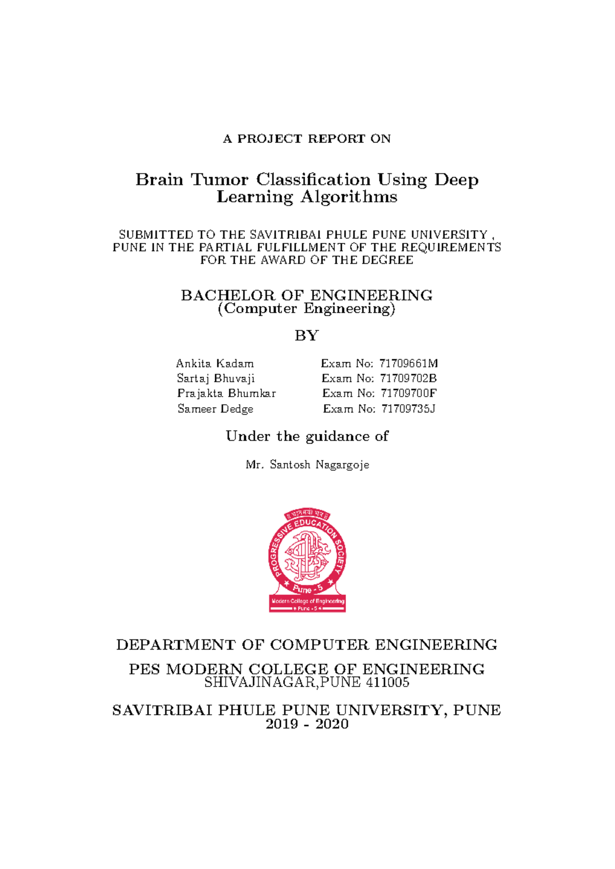 Report - A PROJECT REPORT ON Brain Tumor Classification Using Deep ...