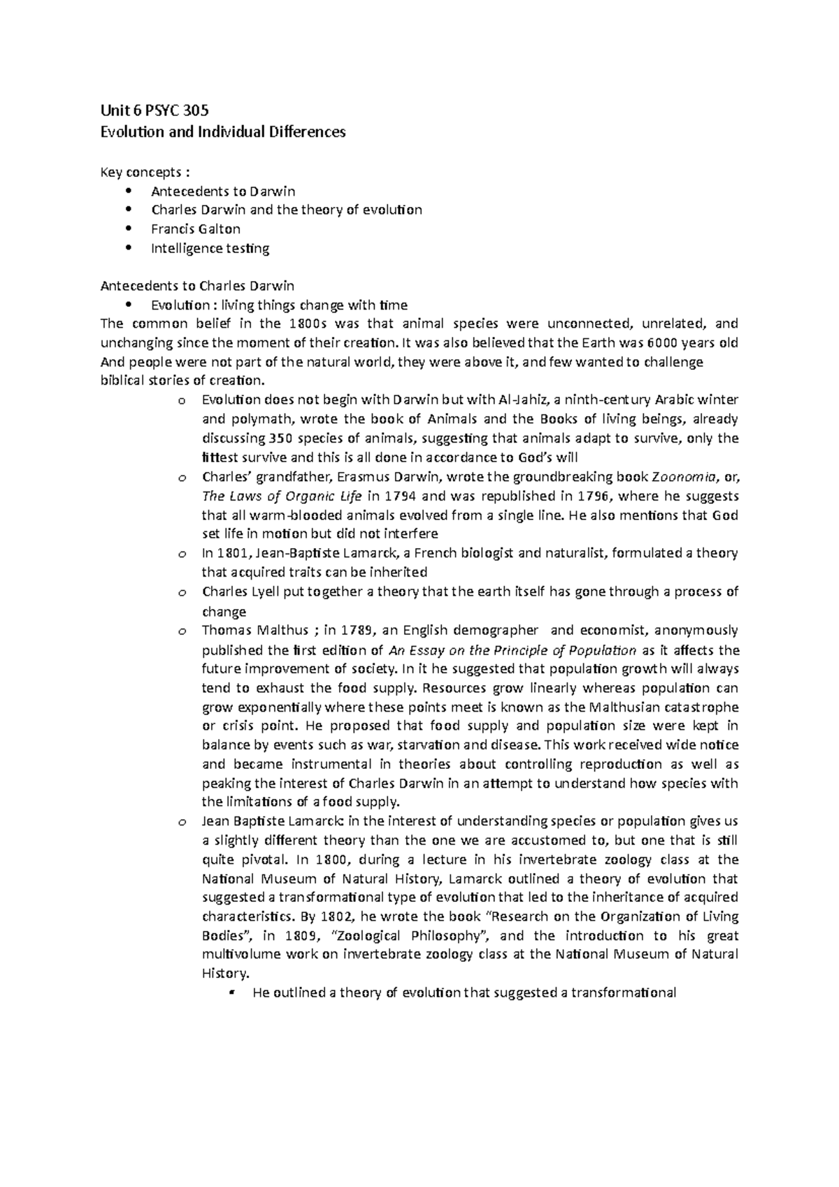 Unit 6 PSYC 305 history and systems - Unit 6 PSYC 305 Evolution and ...