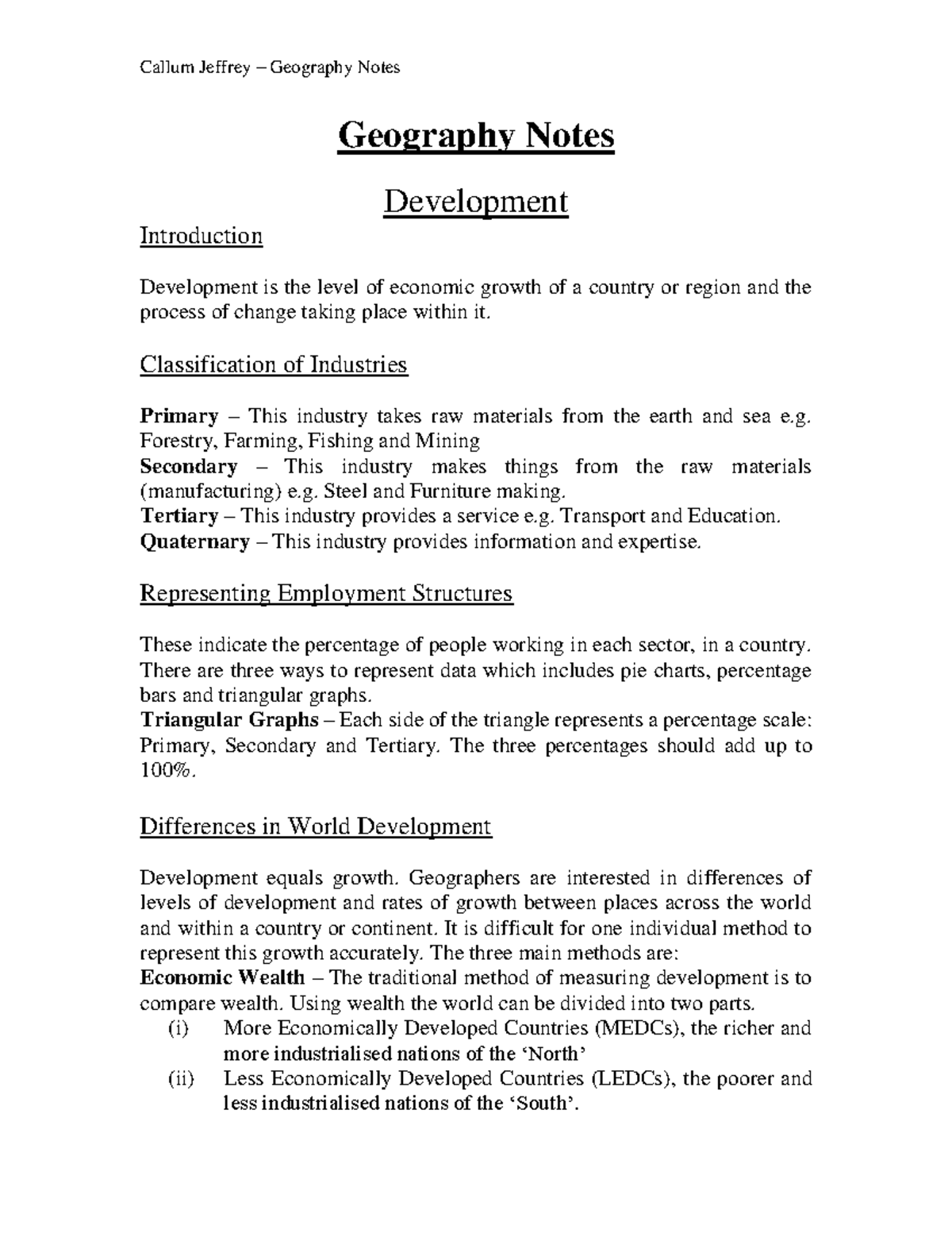 Geography Notes Development Introduction - Geography Notes Development ...