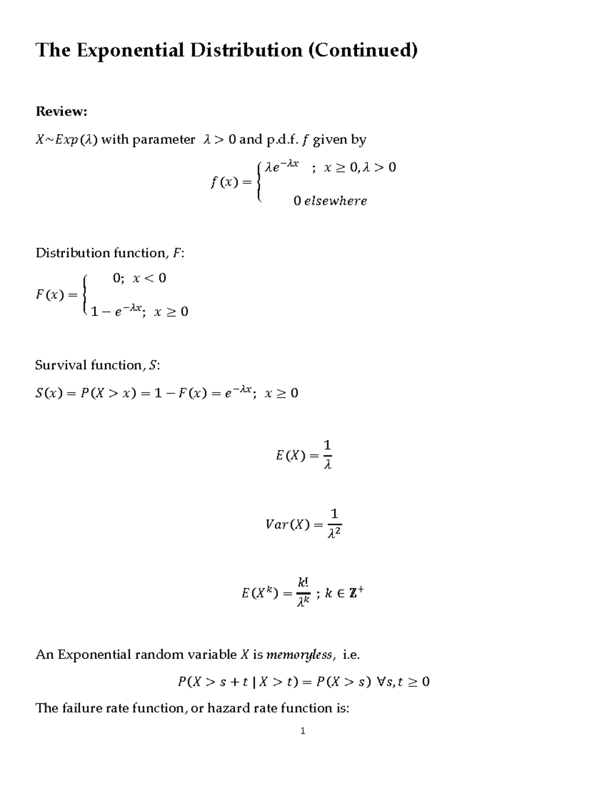 24-The Exponential Distribution (Continued) - The Exponential ...