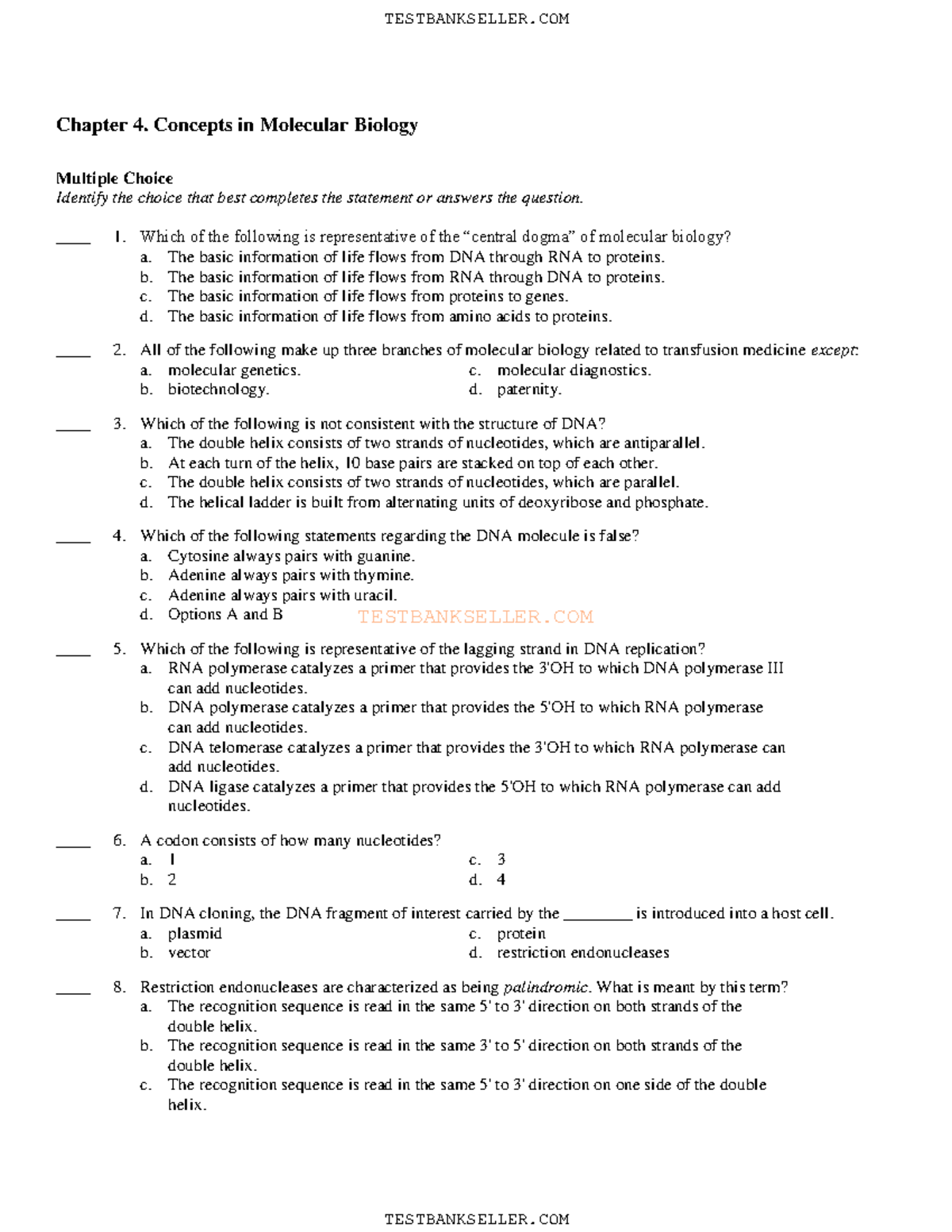 Ch04 - Blood bank test - T E S T B A N K S E L L E R. C O M Chapter 4 ...