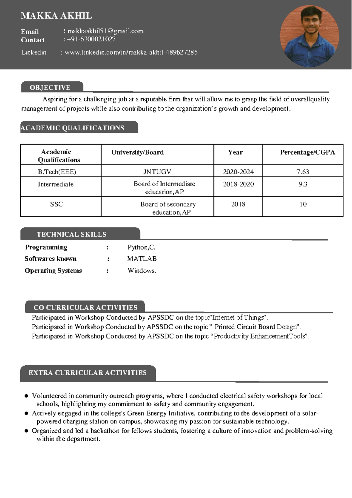 Akhil resume for accenture - MAKKA AKHIL Email Contact Linkedin ...