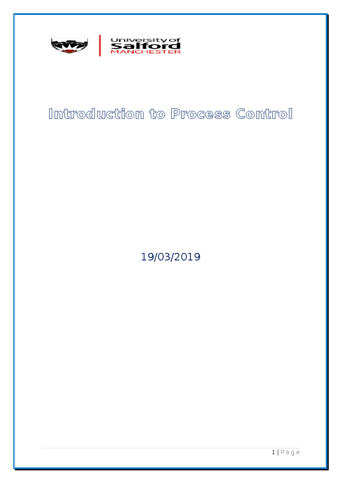 Introduction to Process Control - Introduction to Process Control 19/03 ...