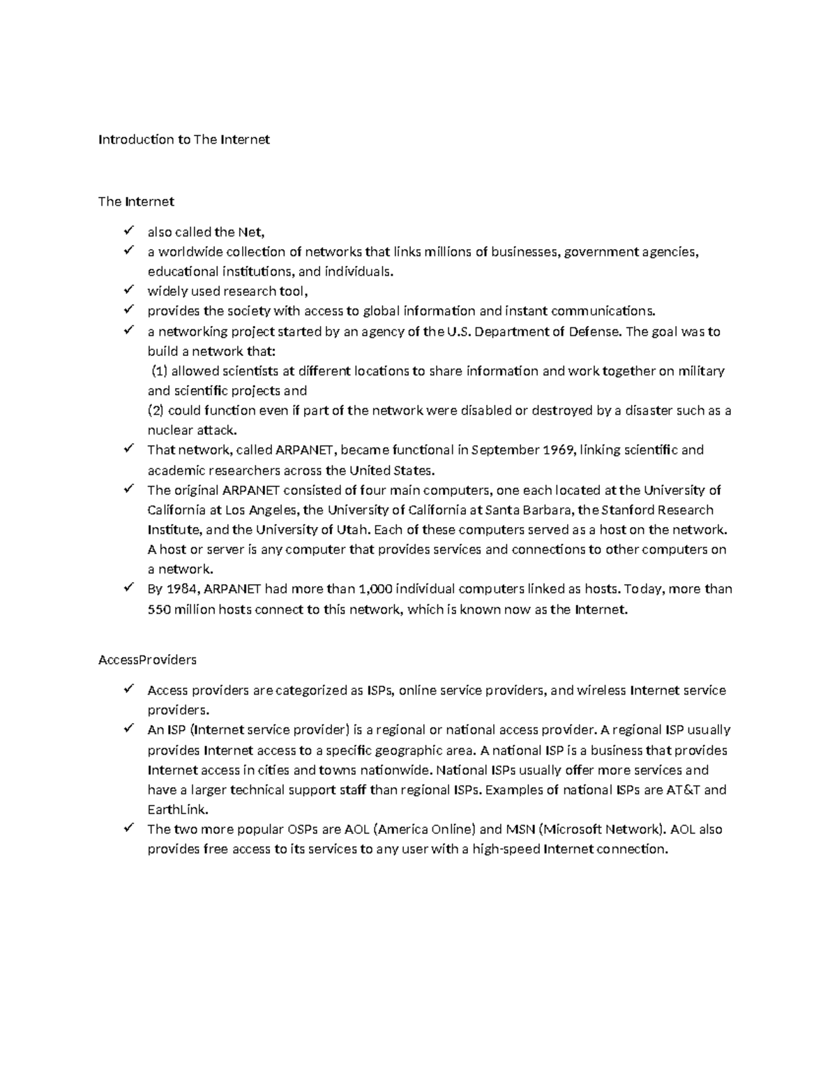 LECTURE IN COMPUTER - Introduction to The Internet The Internet also ...