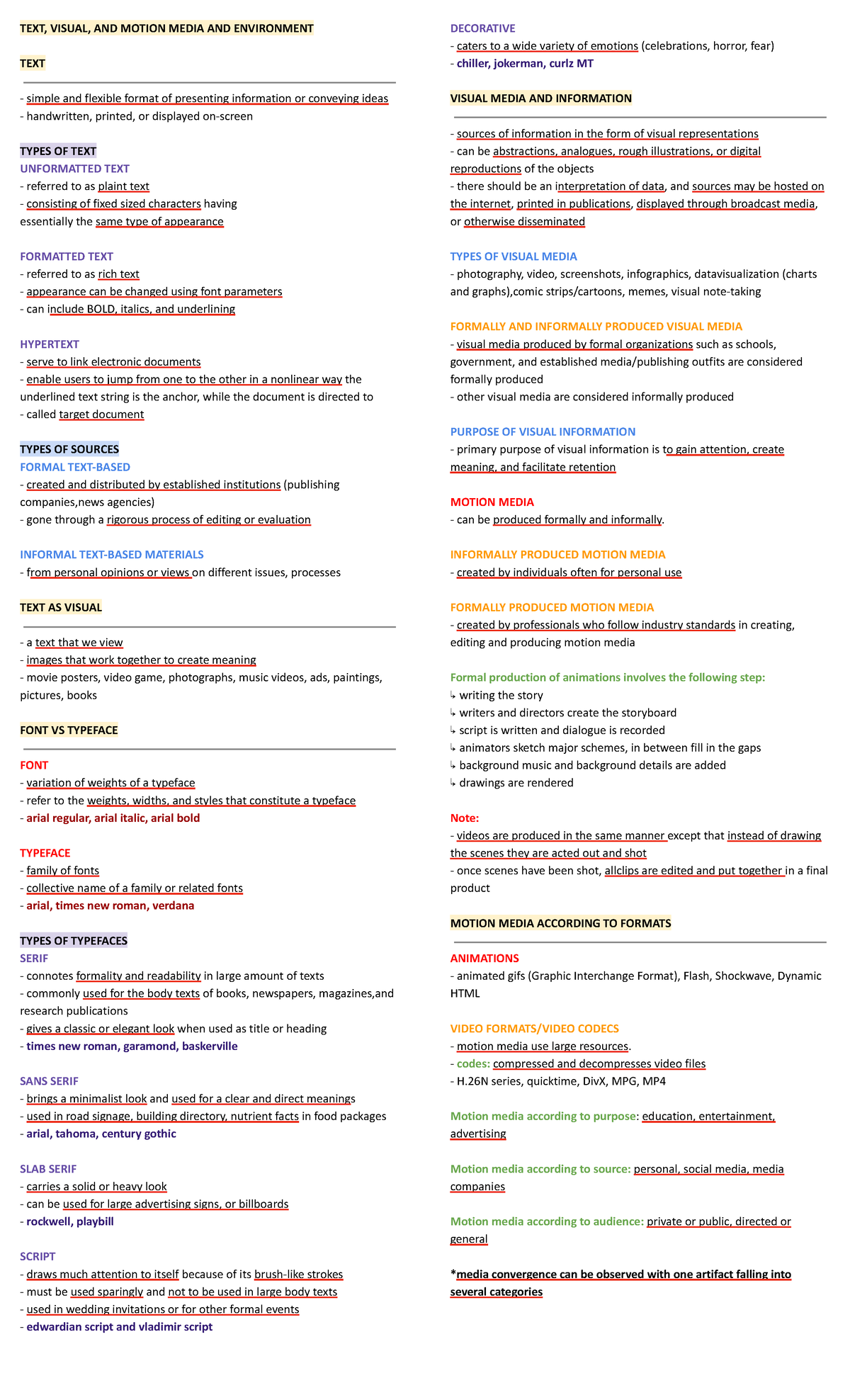 MIL - Lecture notes about the subject - TEXT, VISUAL, AND MOTION MEDIA ...