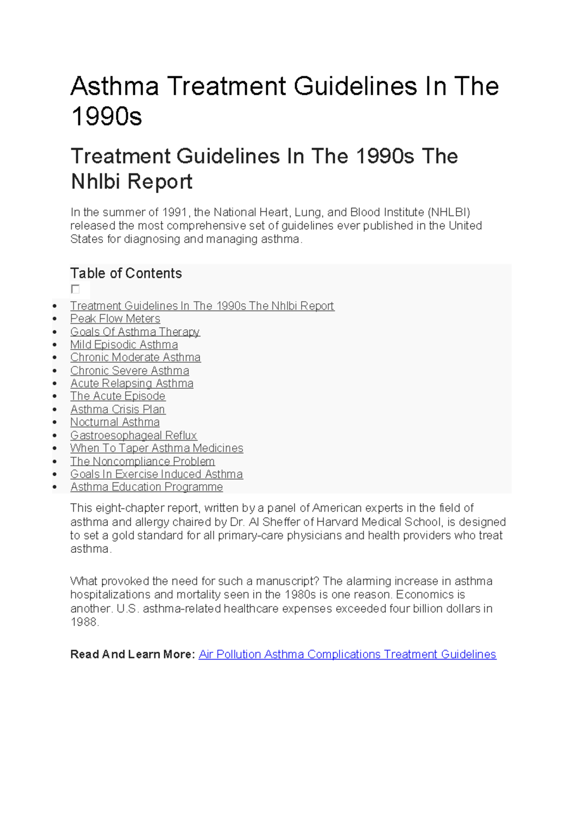 Asthma Treatment Guidelines In The 1990s Notes - Asthma Treatment ...