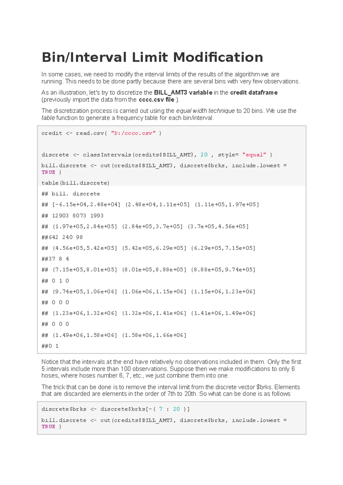 Bin or Interval Boundary Modification - Illustration of Discretization ...