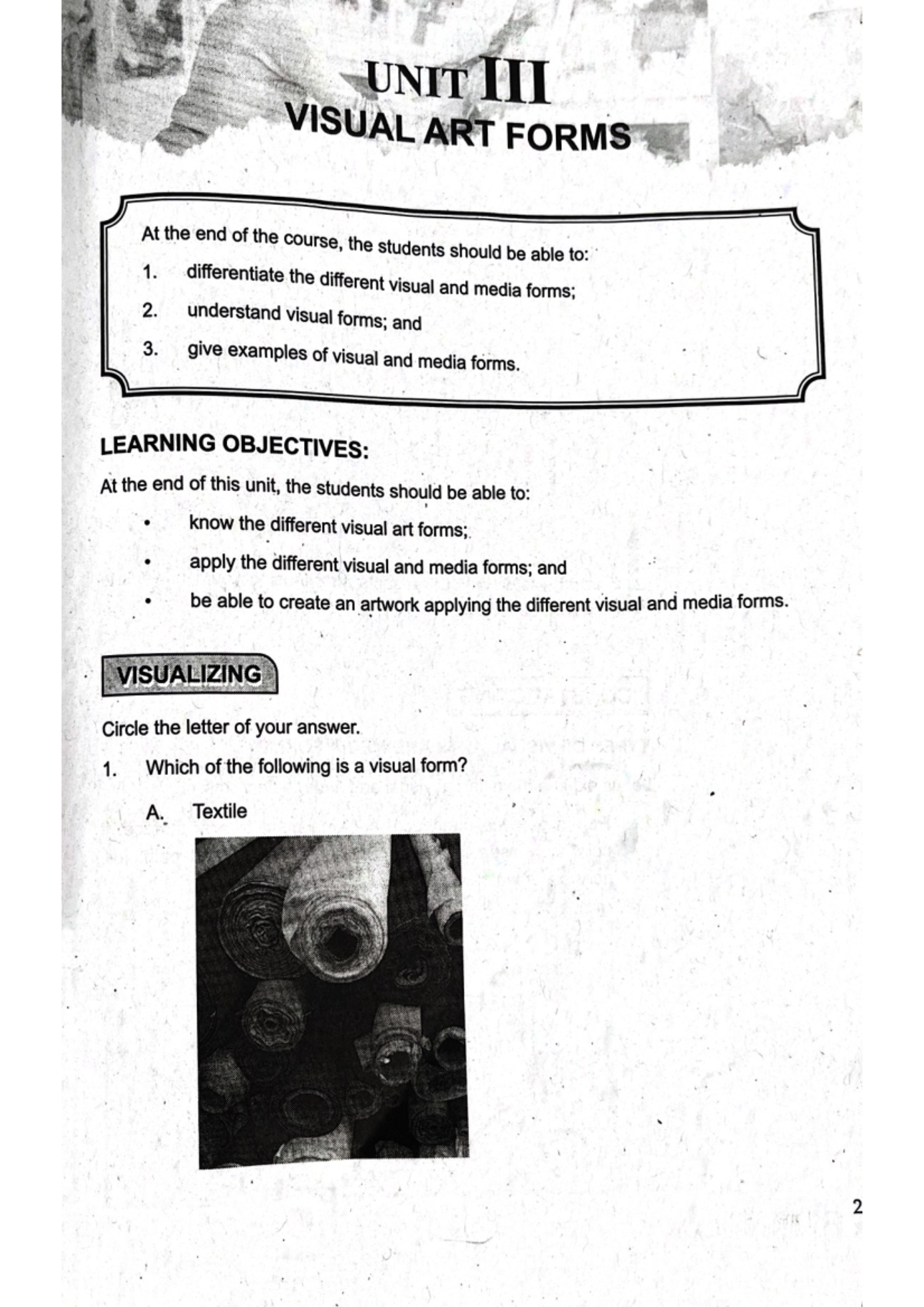 Unit 3 Visual Art Form - Reading Visual Arts - Studocu