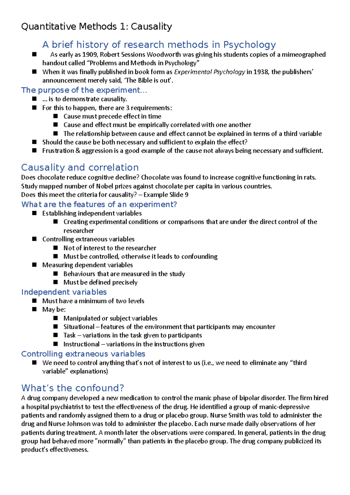 PSY3007S- Causality, Validity, Control Problems - Quantitative Methods ...