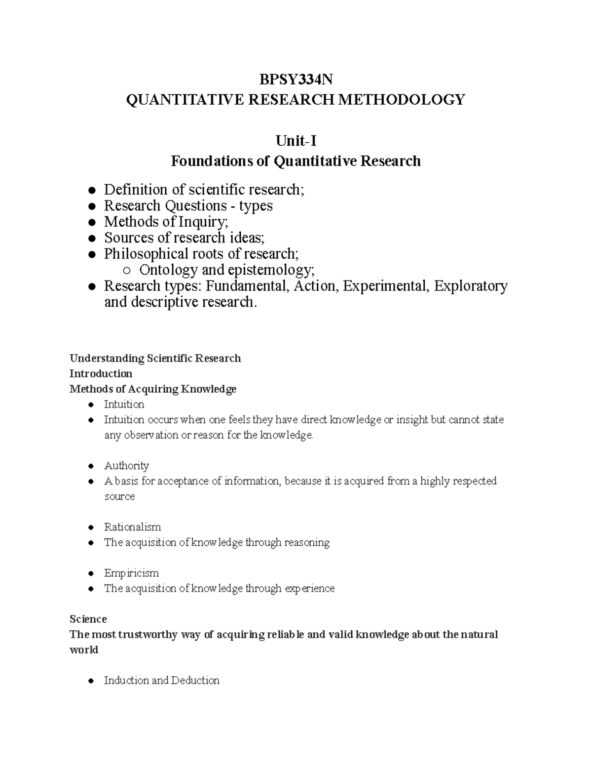 Quantitative Research Methodology - BPSY334N QUANTITATIVE RESEARCH ...