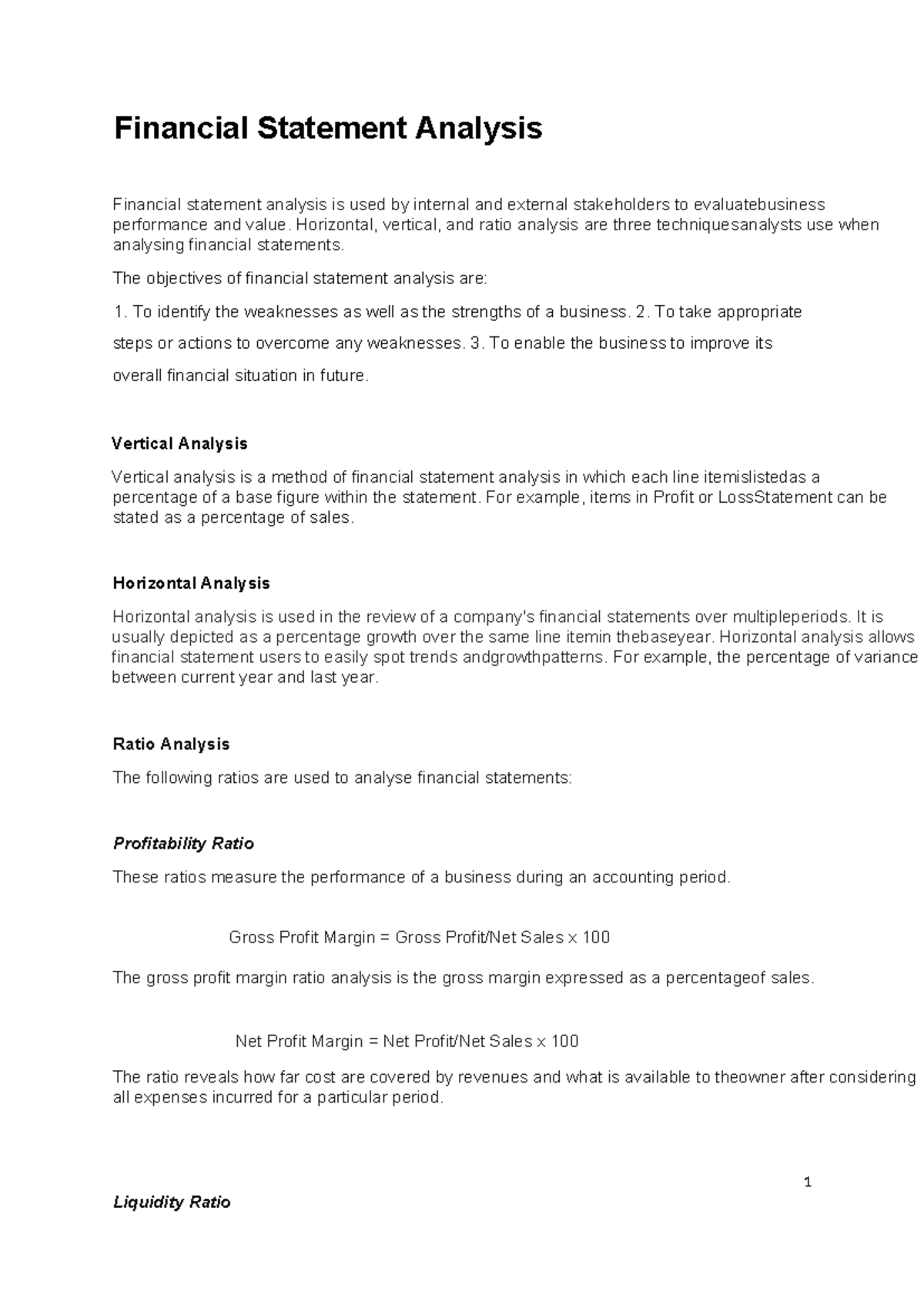 4 Notes Financial Statement Analysis - Financial Statement Analysis ...