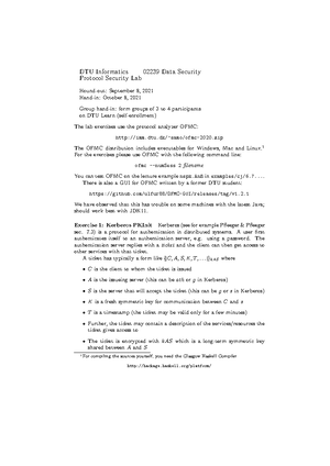 Protocol Security Lab - First group lab work - DTU Informatics 02239 ...
