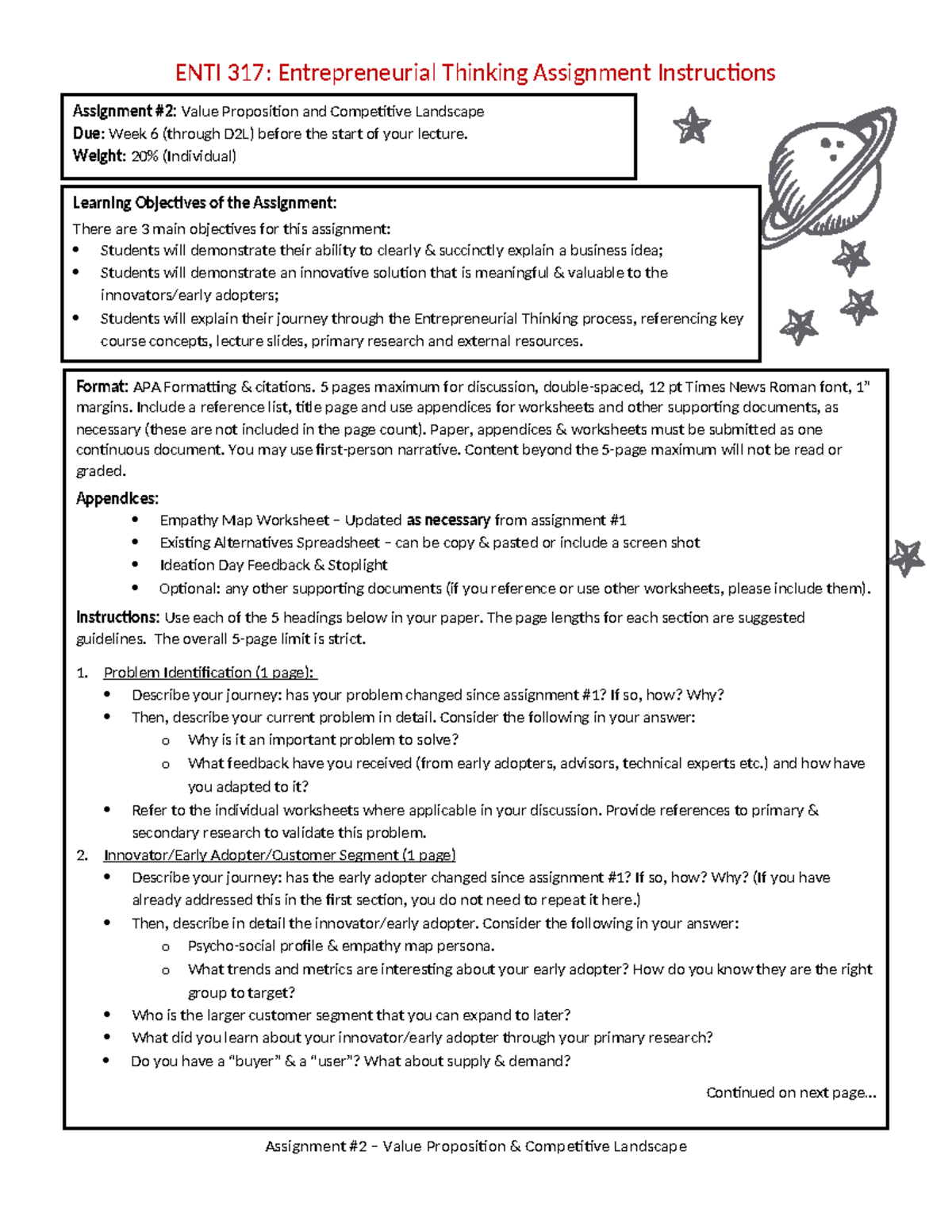 ENTI 317 Assignment #2 - Instructions - ENTI 317: Entrepreneurial ...