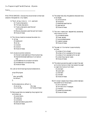 Final Prac - C++ Programming II Final Exam (Practice) - 40 points - Studocu