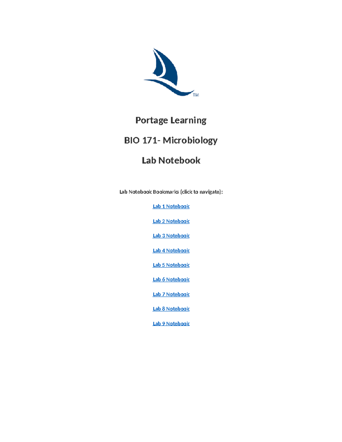 BIOD171 Microbiology Lab Notebook 1 - Portage Learning BIO 171 ...