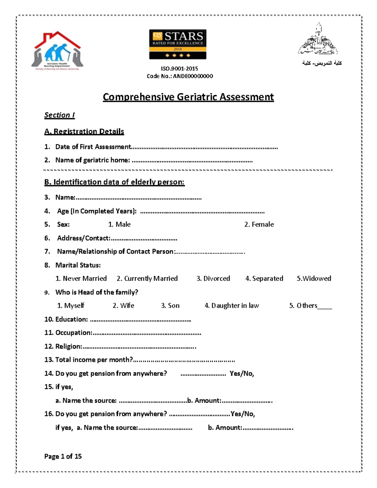 Case study Comprehensive Geriatric Asses 1sment - Comprehensive ...