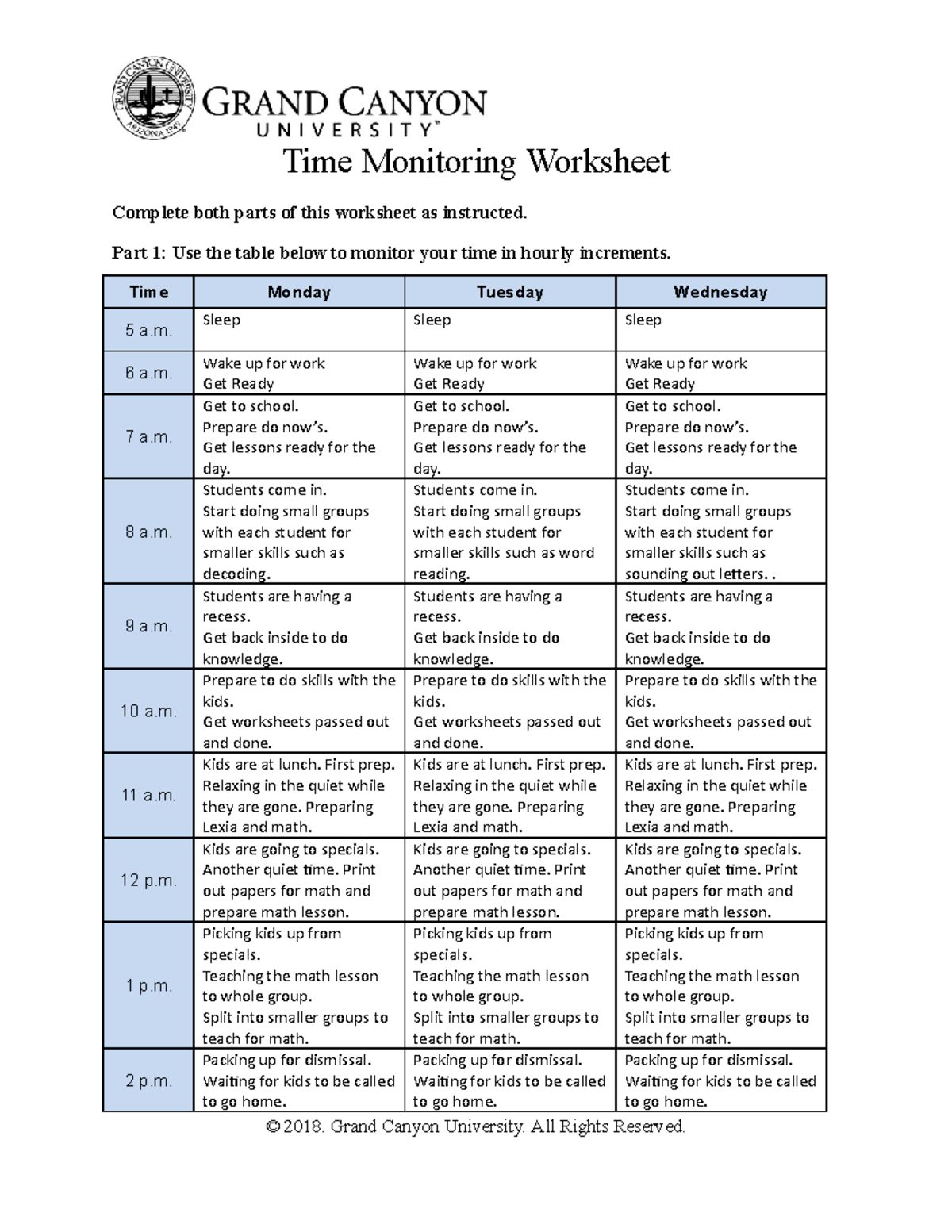 UNV 508 RS Time Monitor Worksheet - Time Monitoring Worksheet Complete ...