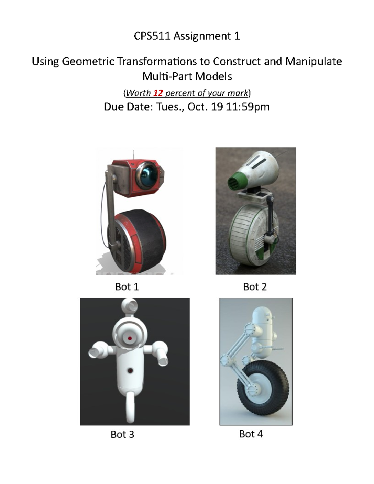 Assignment 1 - Mech Bot - CPS511 Assignment 1 Using Geometric ...