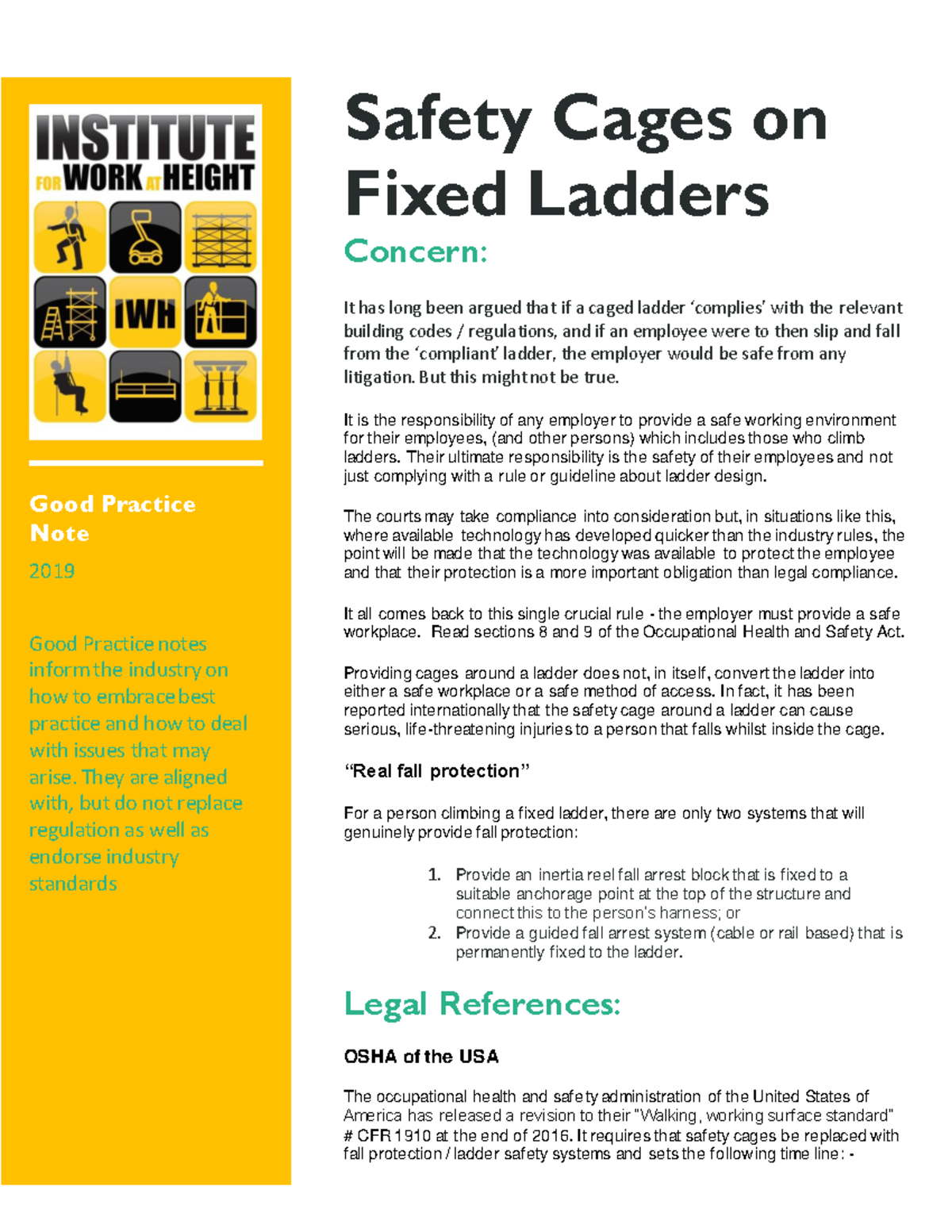 GPN Article Safety Cages on Fixed Ladders R - Good Practice Note 2019 ...