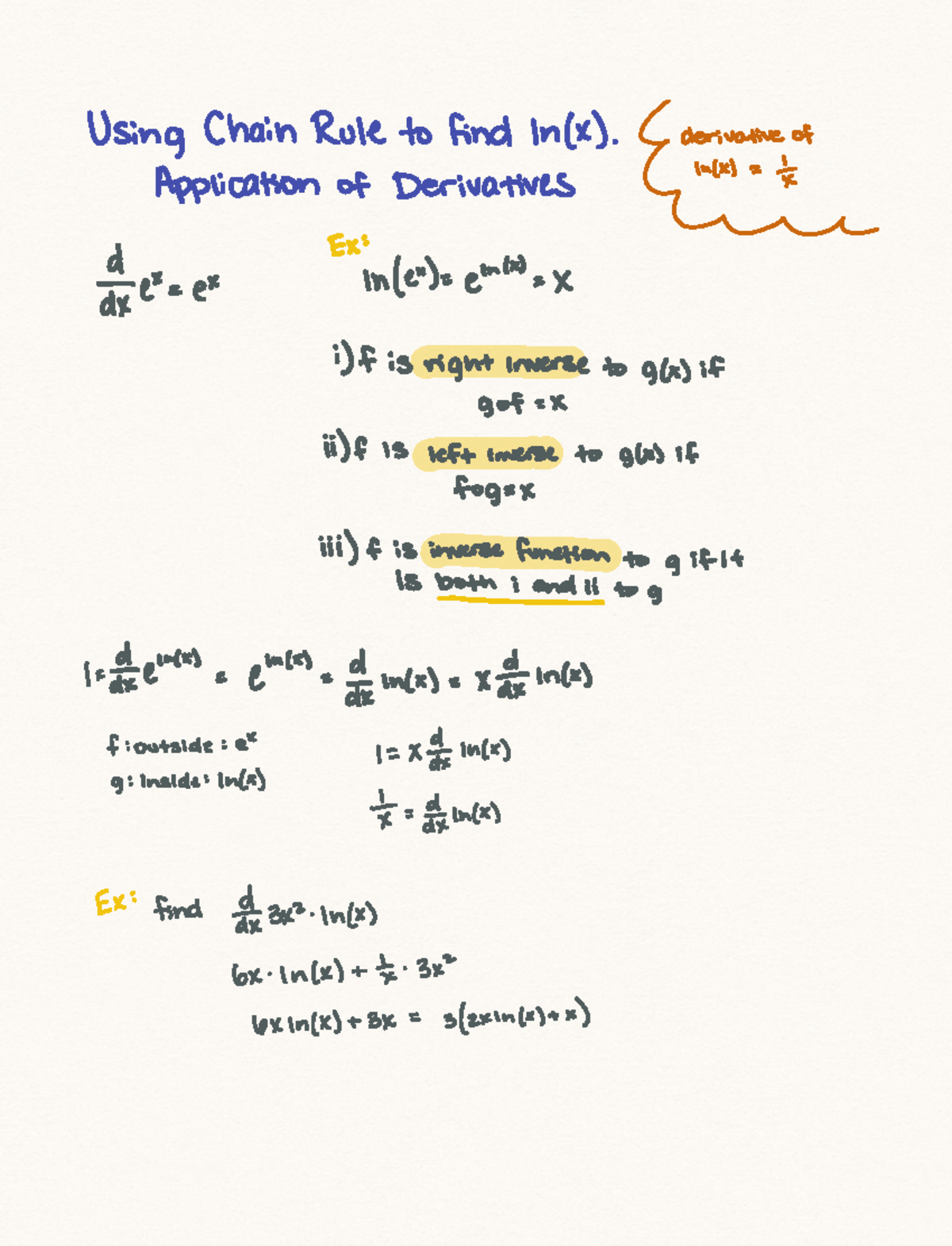 Derivatives and Continuity - Using Chain Rule to find In X 4IEETÉ ...