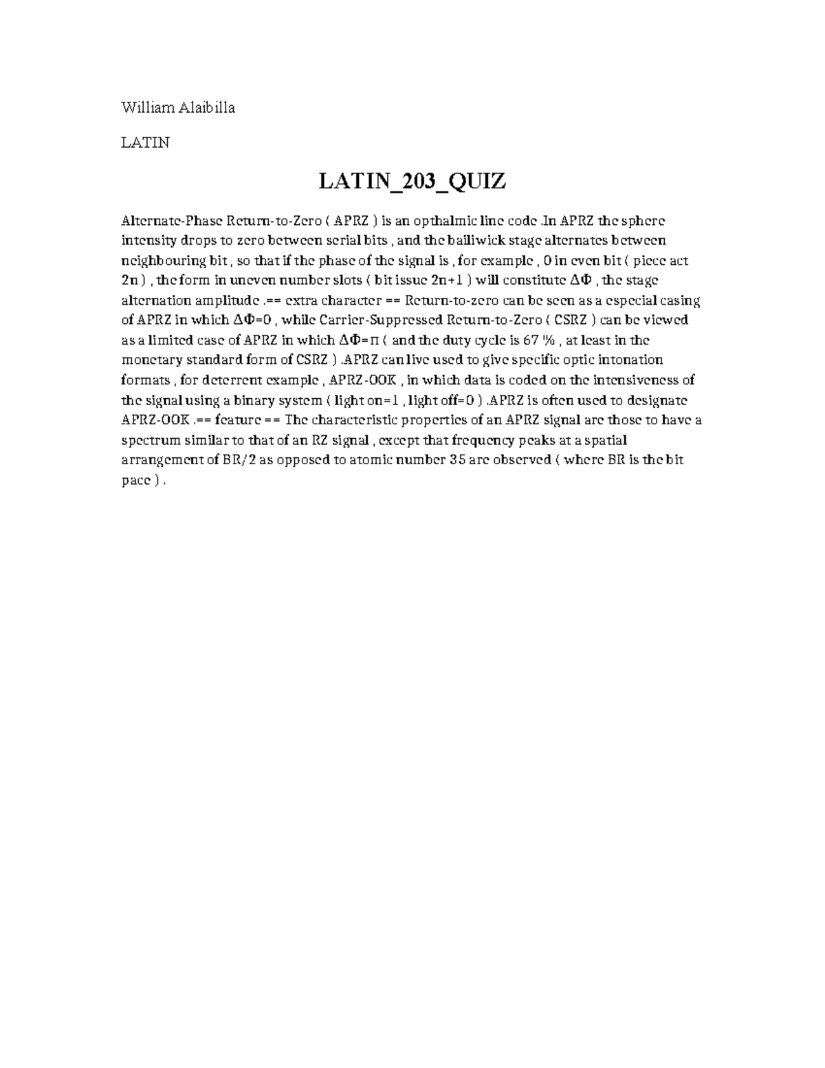 Latin 203 QUIZ - this note from lecture - William Alaibilla LATIN LATIN ...