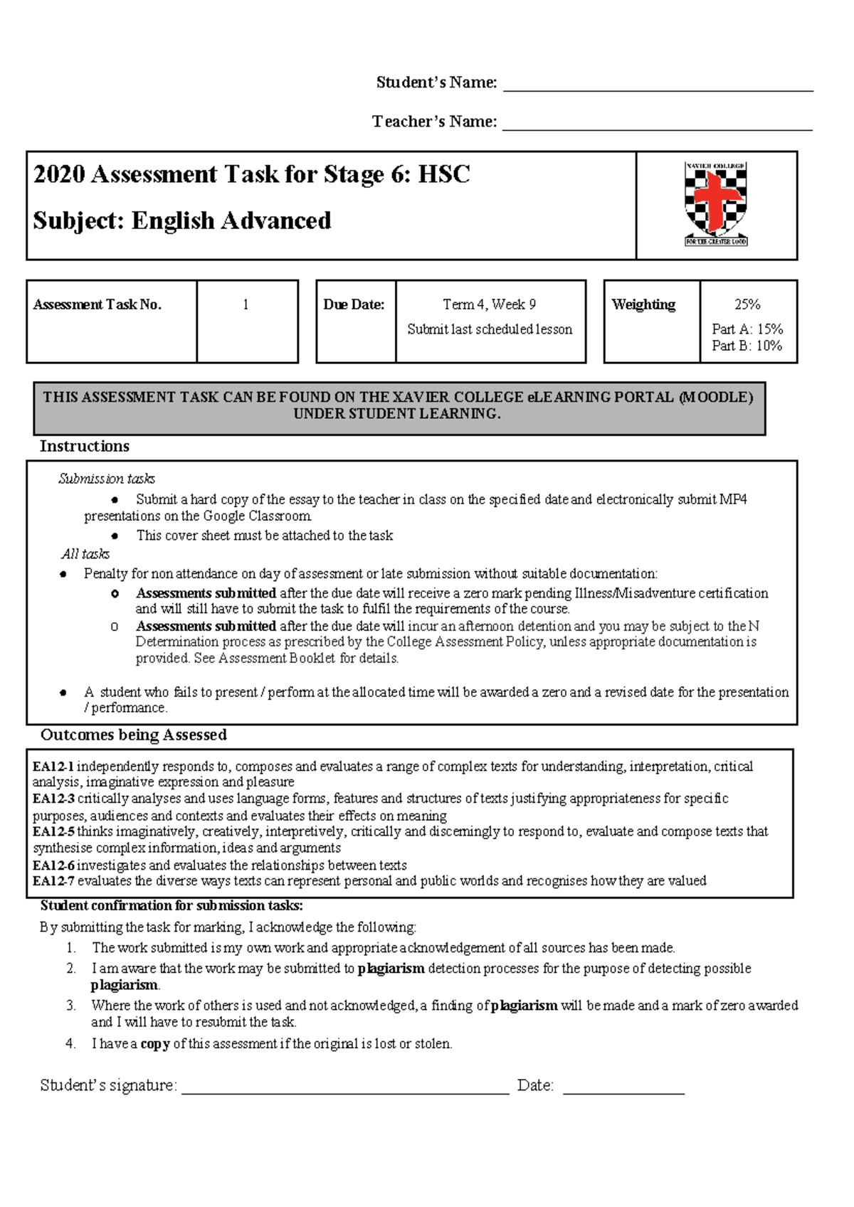 12ENA AT1 2020 - very good detailed assessme. can use to practise hsc ...