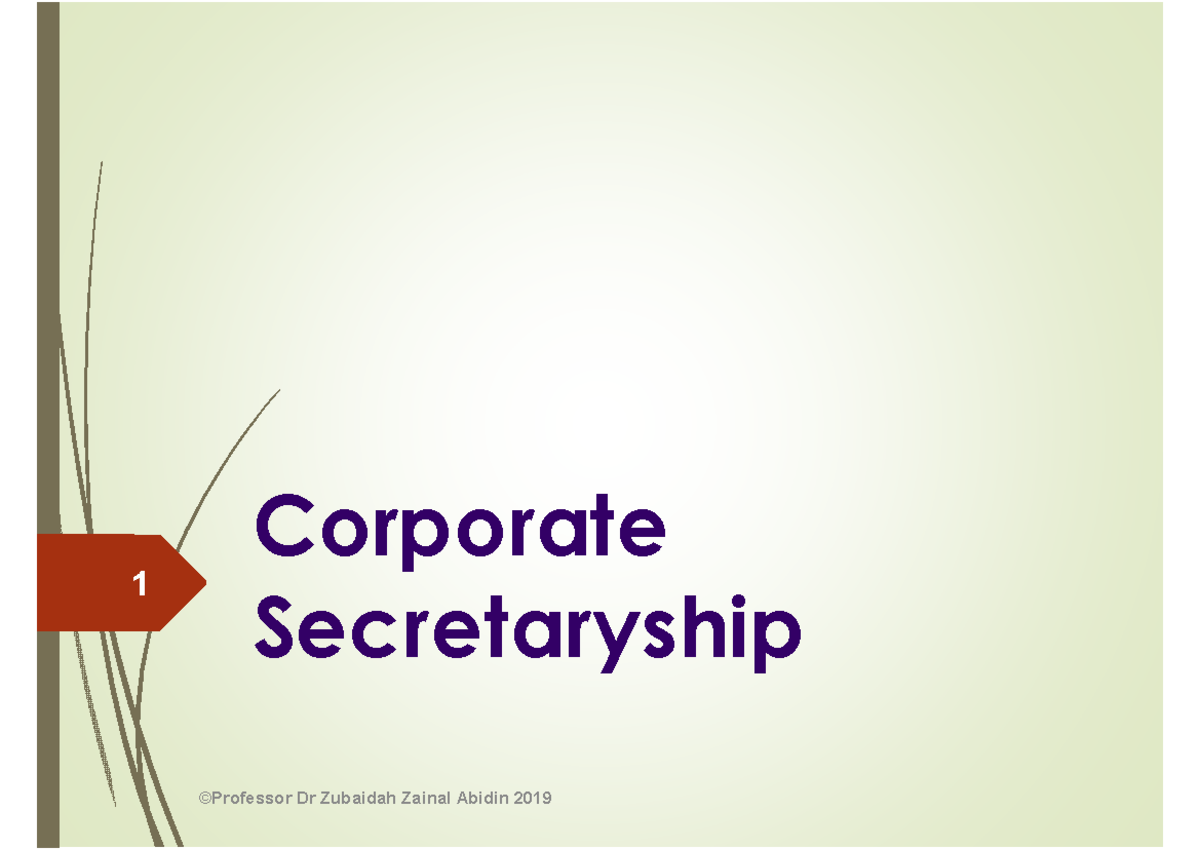 Corporate secretaryship - Corporate Secretaryship ####### 1 Role ...