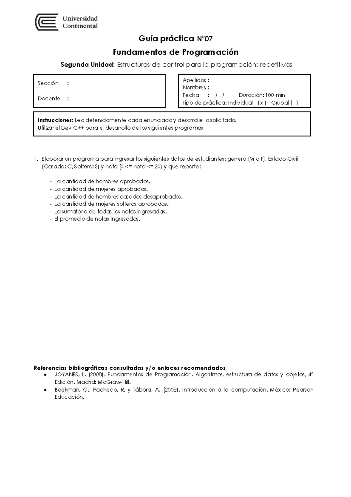 Semana 07 Guia de Practica 07 - Guía práctica N° Fundamentos de ...