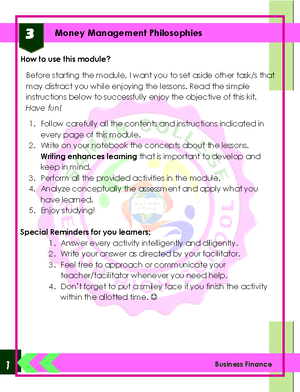 Business Finance Quarter 4 Module 2 - How to use this module? Before ...