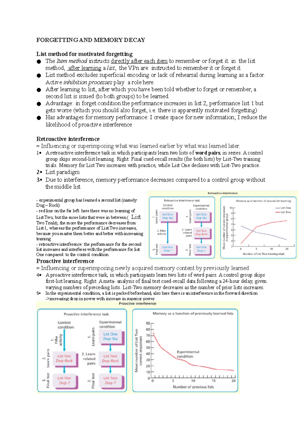 Forgetting and memory decay (part 2) - FORGETTING AND MEMORY DECAY List method for motivated ...